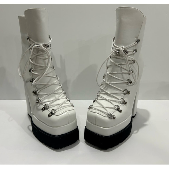 Unbranded | Shoes | White Stacked Platform Chunky High Block Heel ...